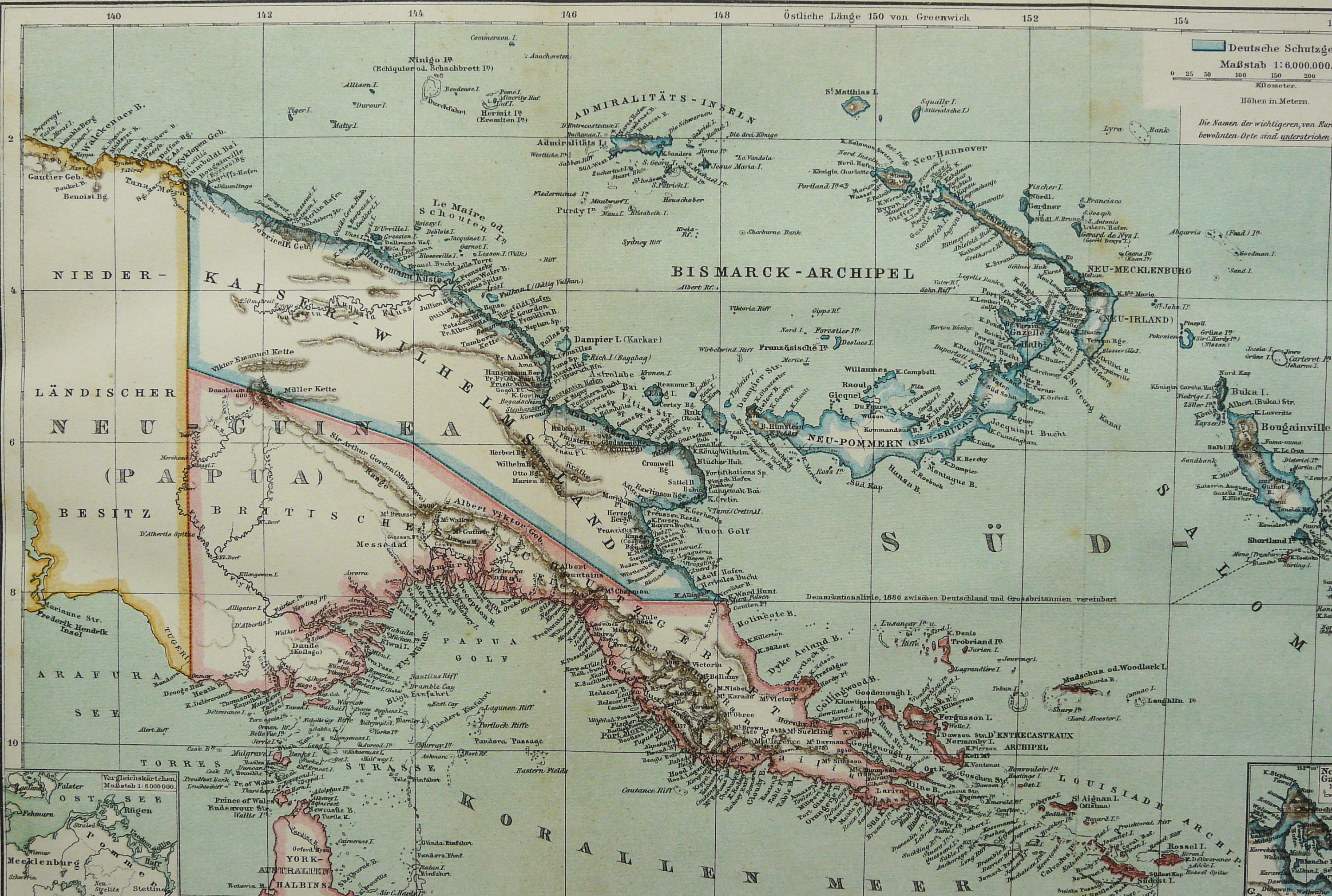 Giclée large Papua New Guinea wall map old Papua New Guinea map Oceania ...