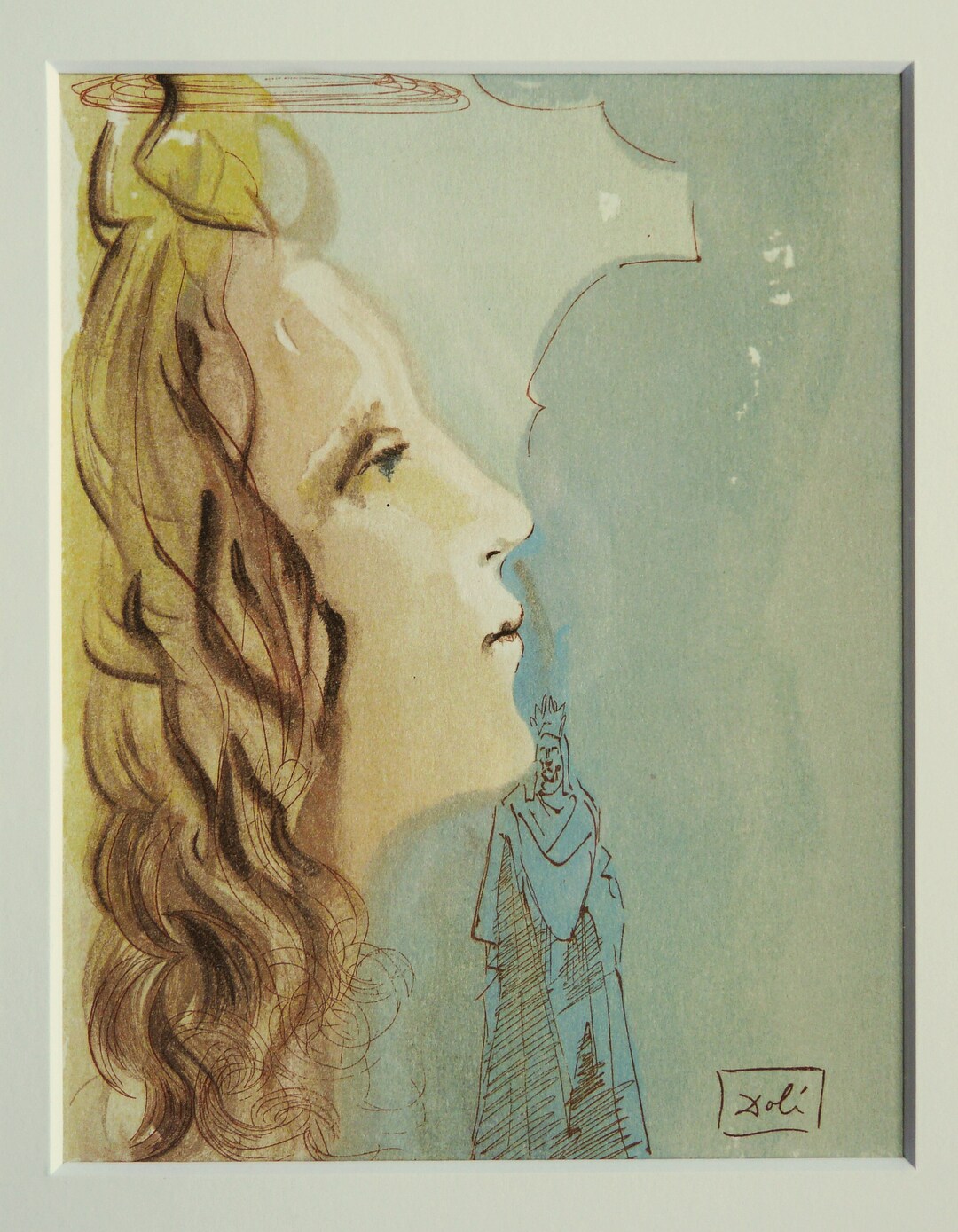 SALVADOR DALI, "beatrice". Framed Lithograph After the Original Divine Comedy Woodcut. Limited ...