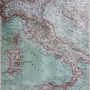 1897 Antique Map of ITALY, With Shipping Routes. Vintage Geography ...