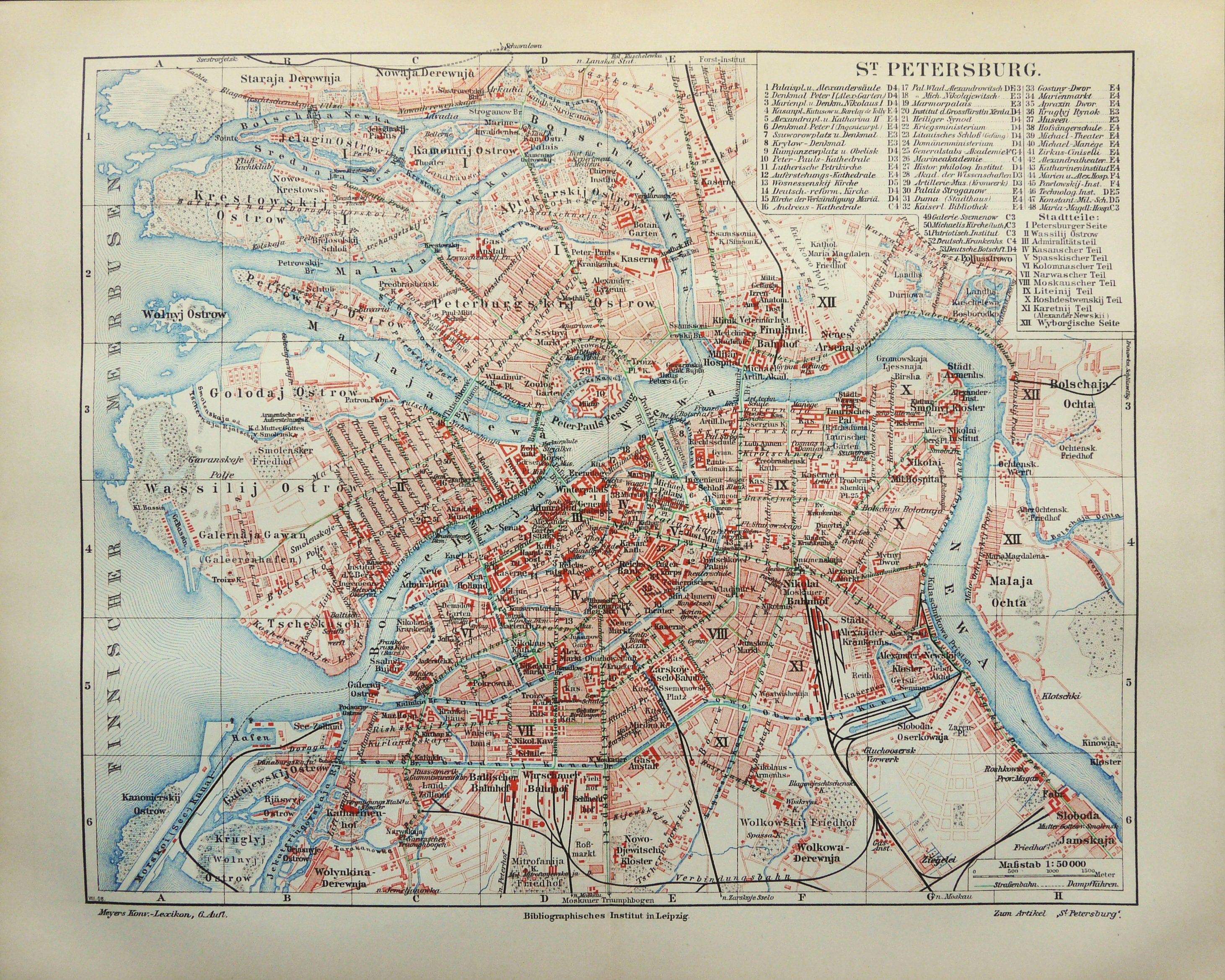1897 Antique City Map of SAINT PETERSBURG RUSSIA. 126 Years - Etsy