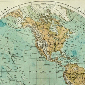 1895 Antique WORLD MAP of AMERICA. America Map. Mappa Mundi. North ...