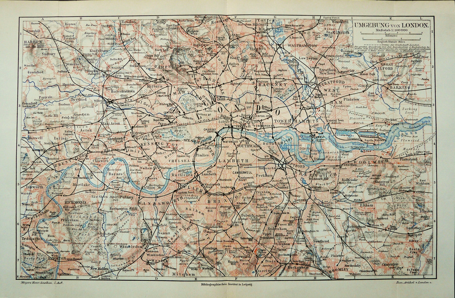 1897 Antique City Map of LONDON ENGLAND. 126 Years Old Town - Etsy