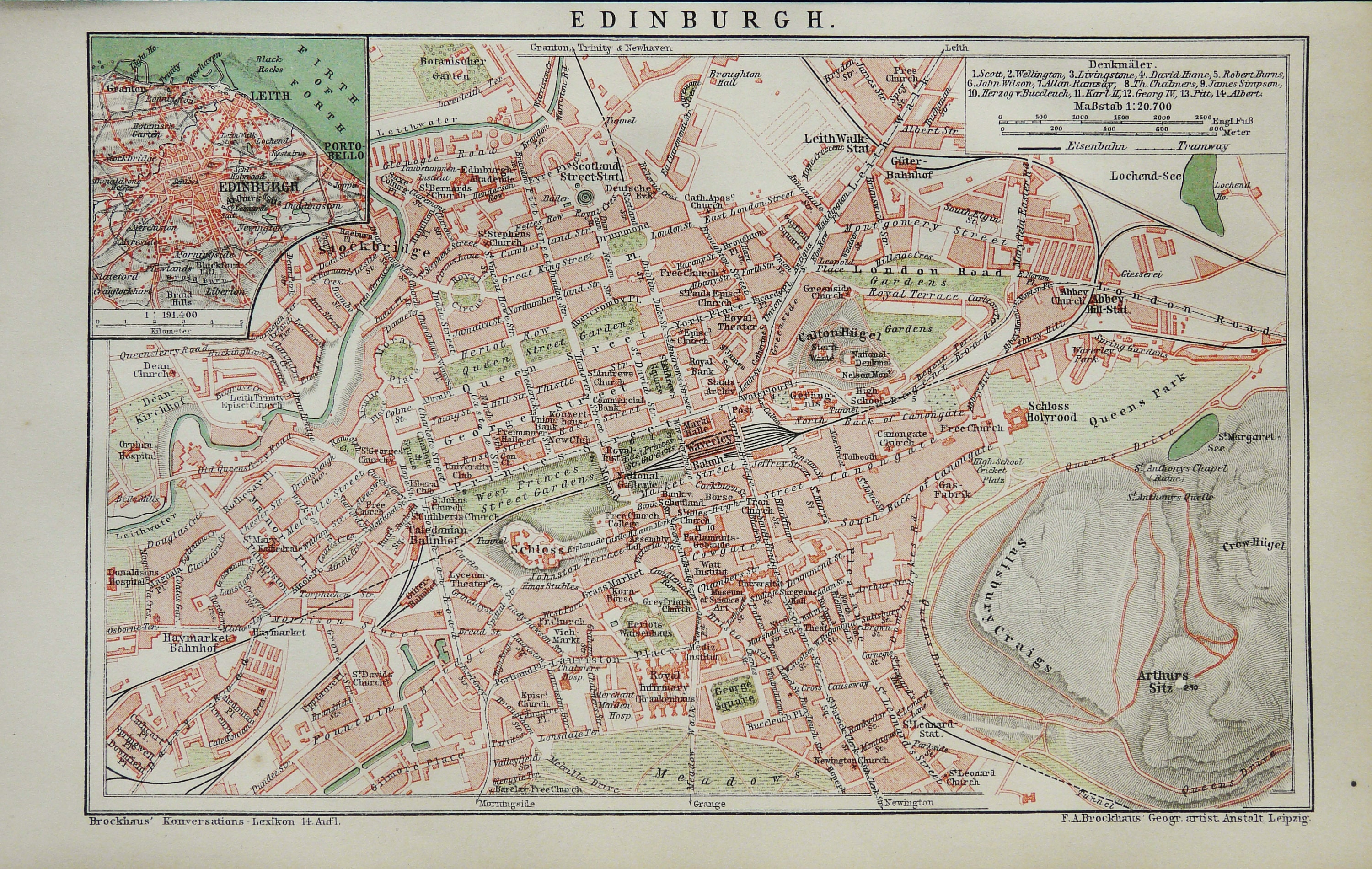 1895 Antique City Map of EDINBURGH SCOTLAND. 128 Years Old - Etsy
