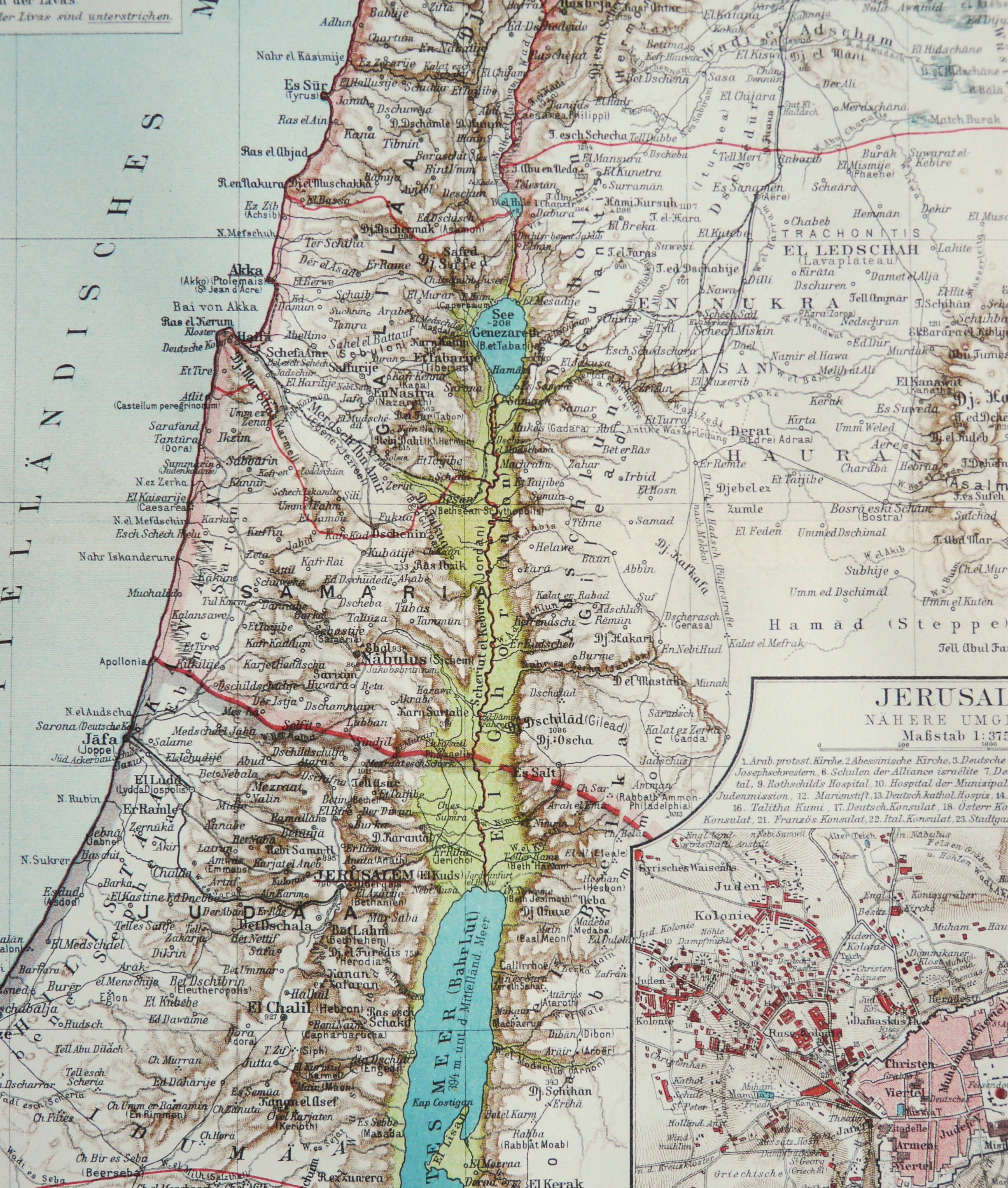 1897 Antique Map of PALESTINE. ISRAEL. Holy Land. Jerusalem. | Etsy