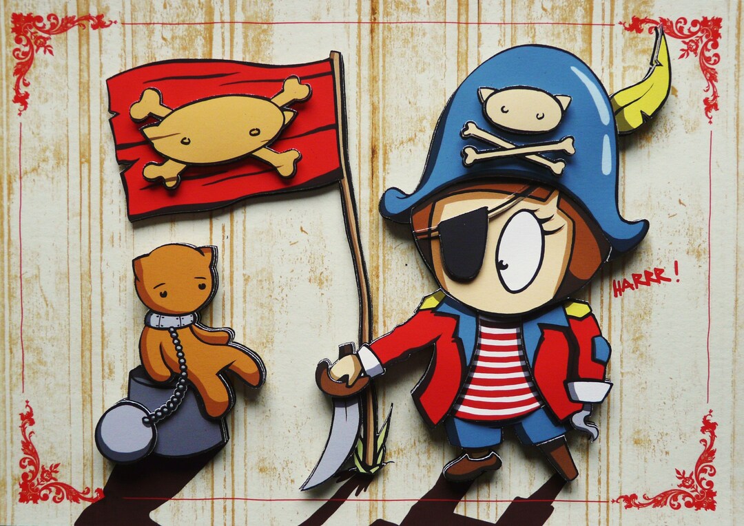 EL BOCHO: "little Lucy - Pirate". Hand Signed 3D Construction on ...