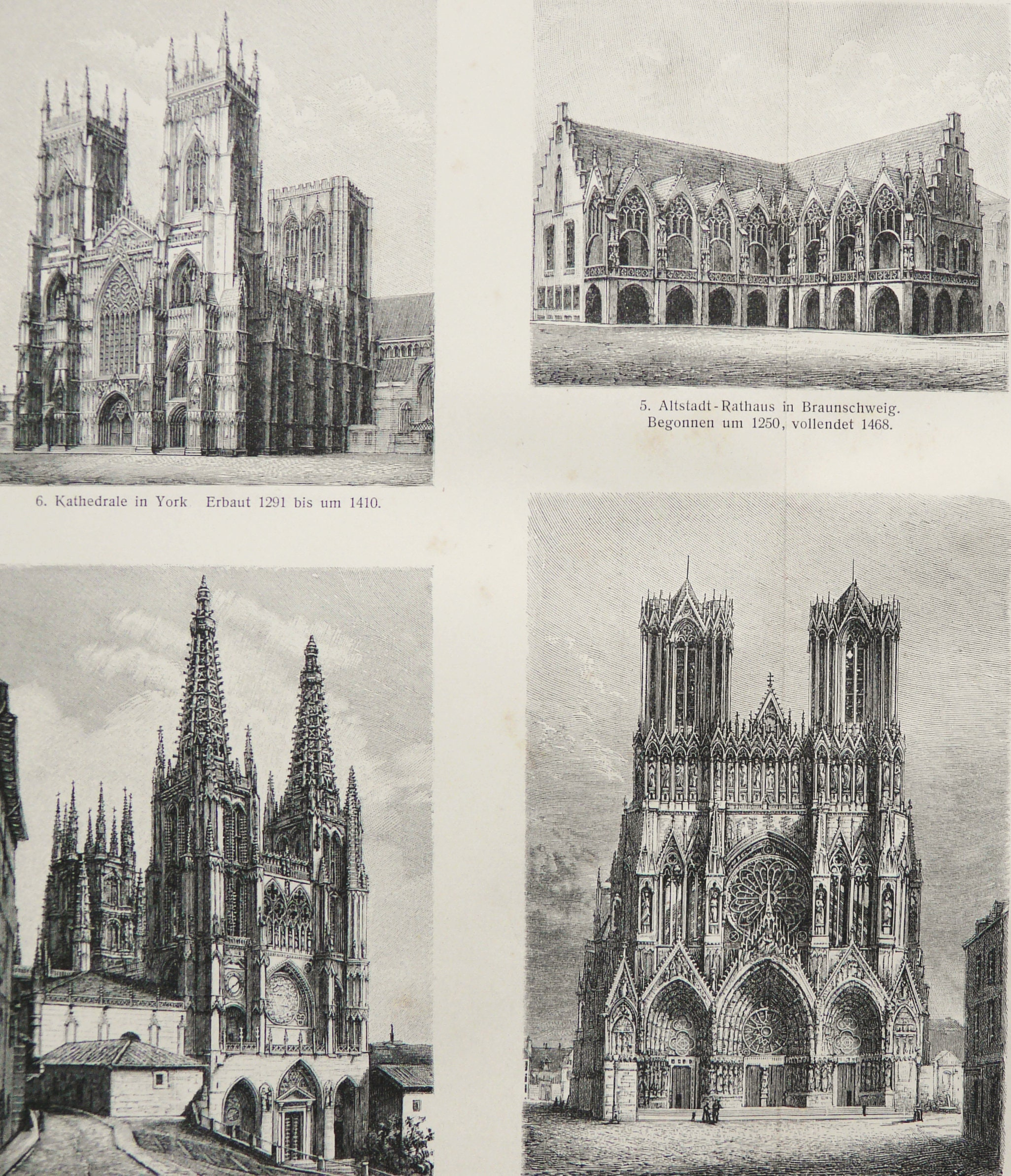 1897 Antique print of GOTHIC ARCHITECTURE. Gothic Art. Middle Ages ...