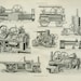 1897 Antique Print of ANCIENT ENGINES. Steam-powered Tractors. Steam ...