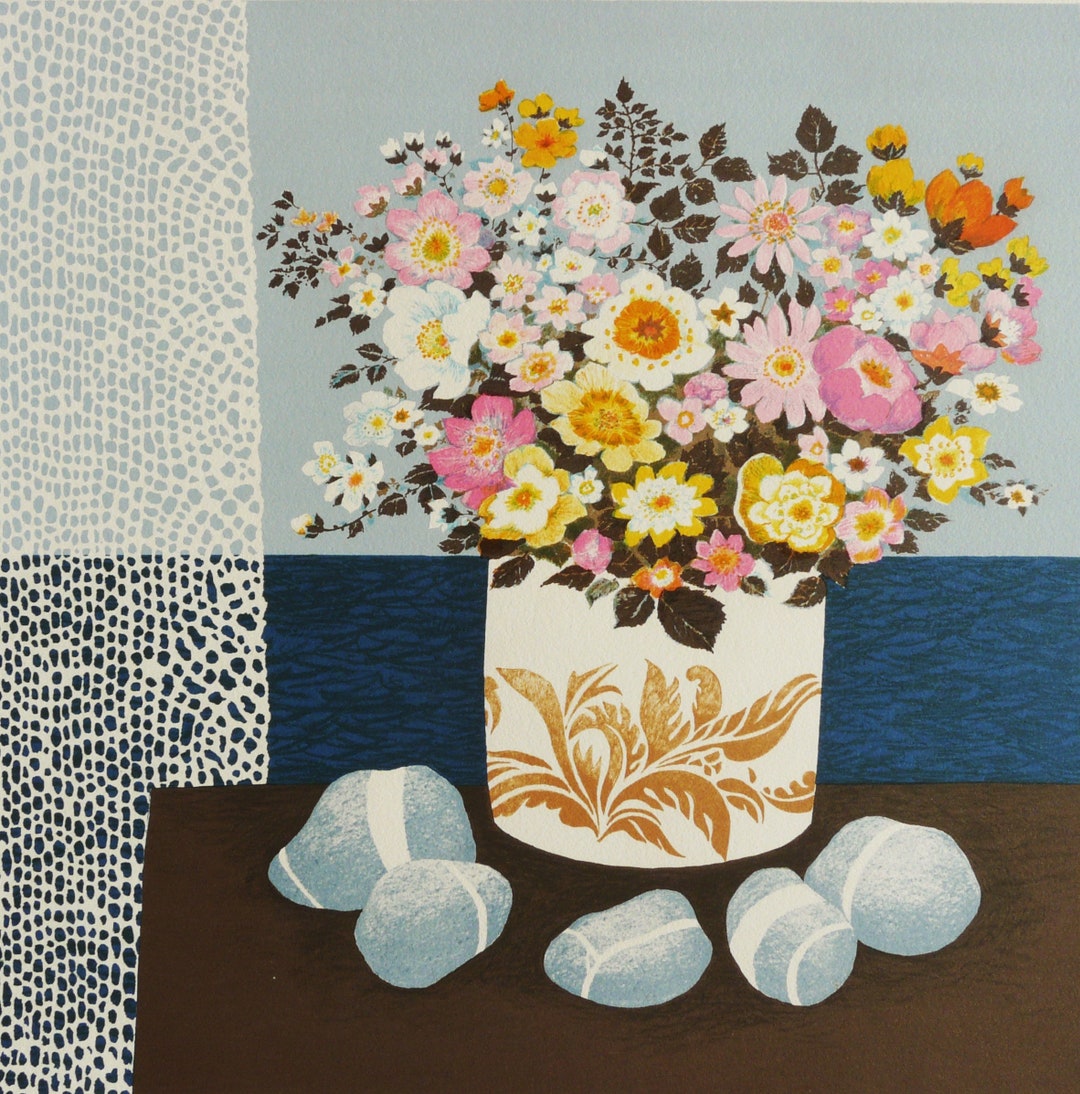 BRENDA KING: "bouquet Devant La Mer". Original Color Lithograph. Signed ...