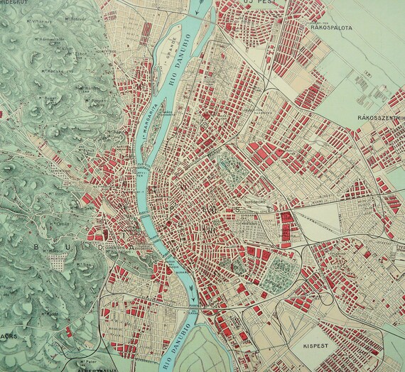 1900 Antique Large City Map of BUDAPEST AUSTRO-HUNGARIAN - Etsy