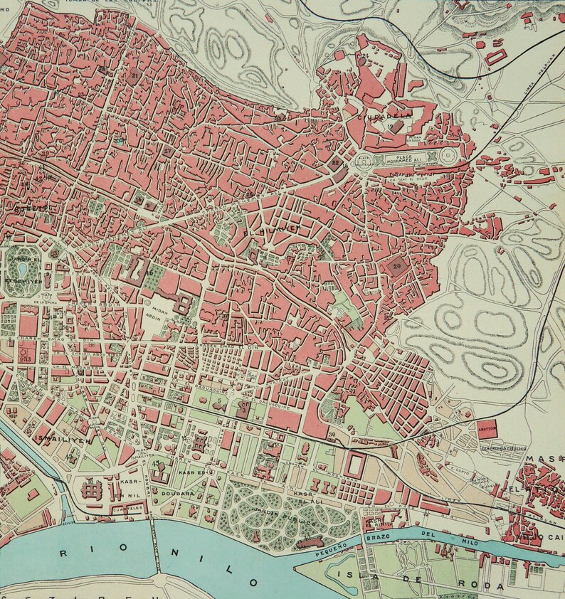 1900 Antique City Map of CAIRO, EGYPT. 124 Years Old Chart - Etsy