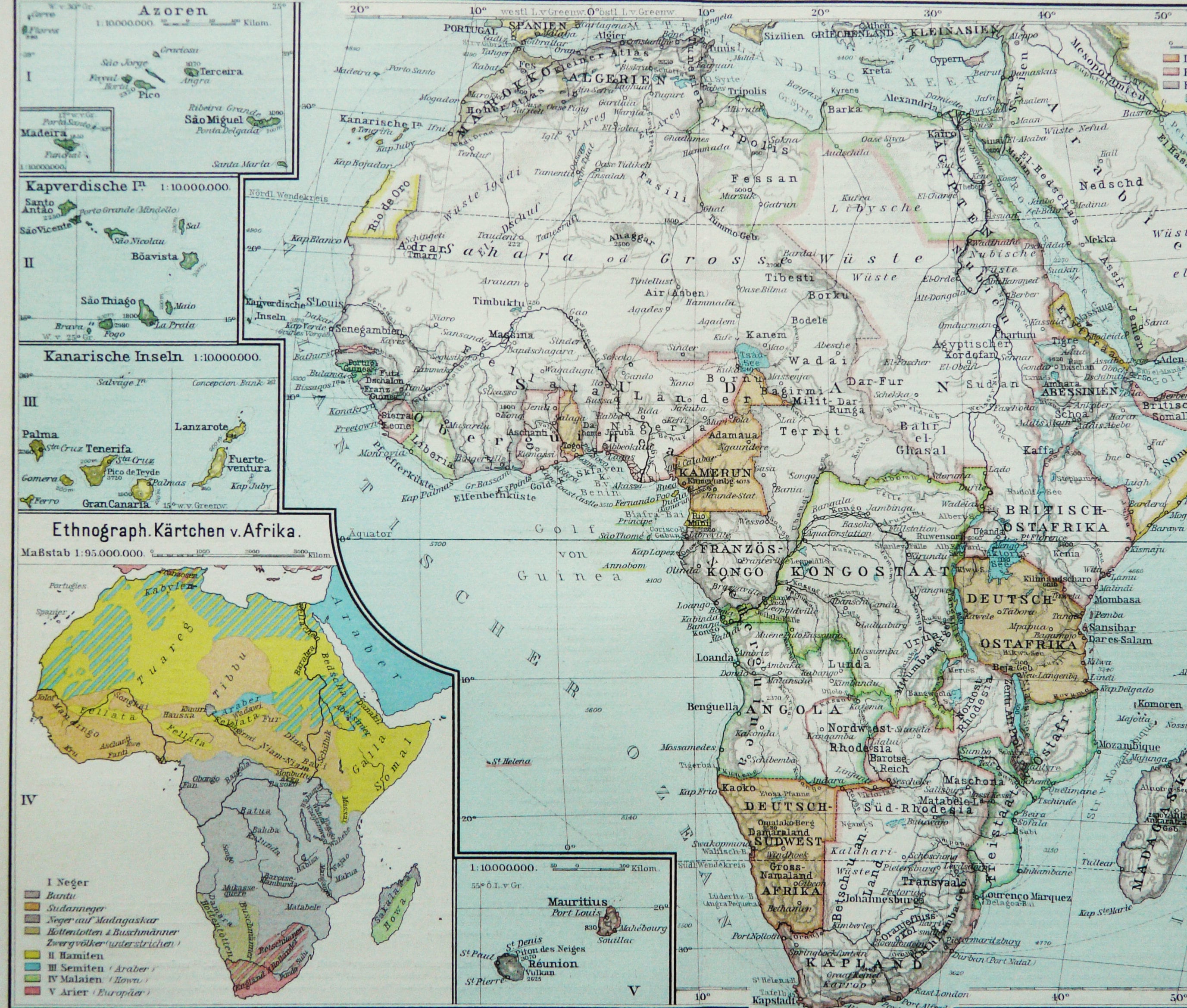 1900 Antique Map of AFRICA in the Colonial Era. Geography. 124 Years ...
