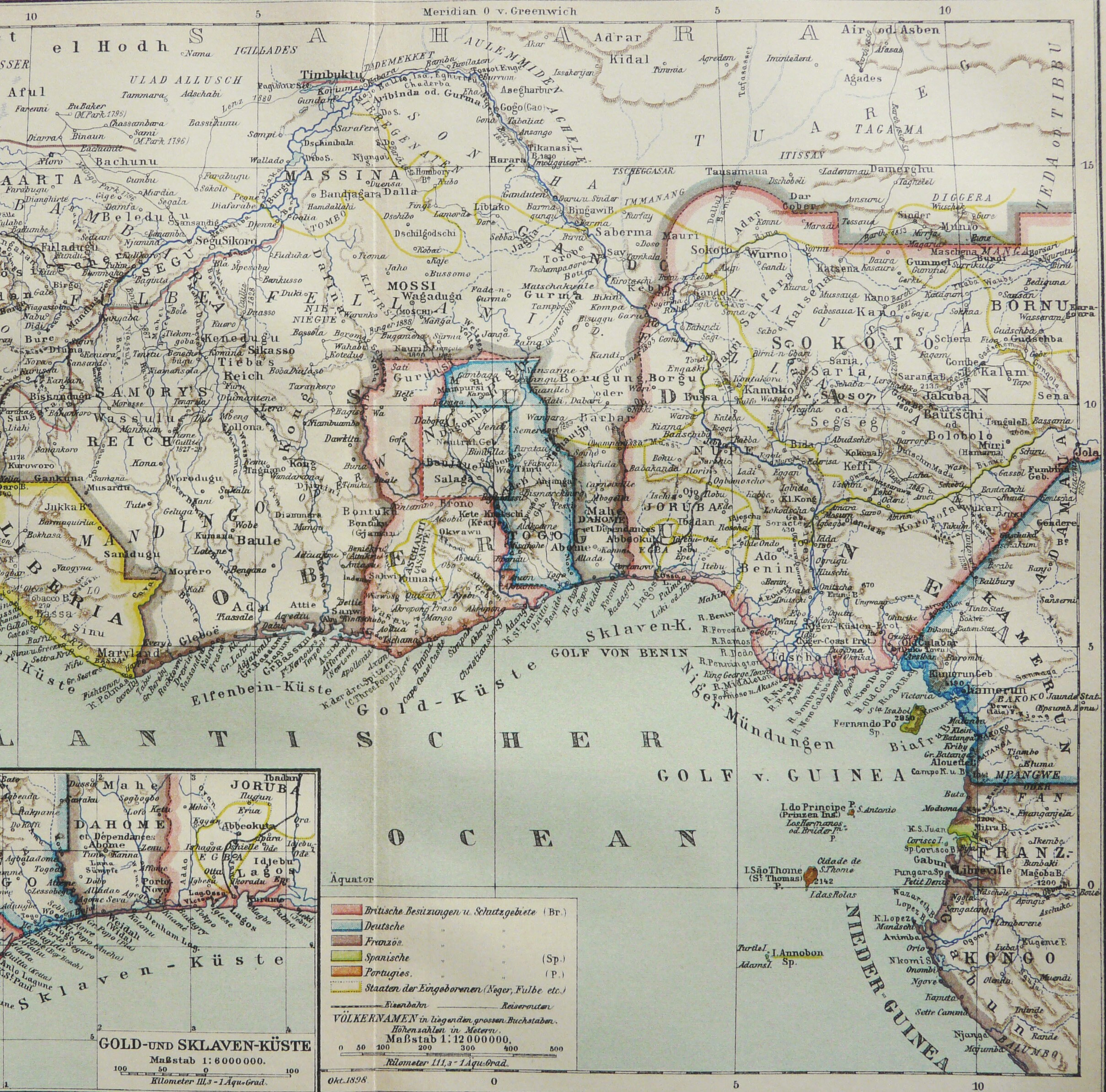 1895 Antique Map of AFRICA GULF of GUINEA in the Colonial - Etsy