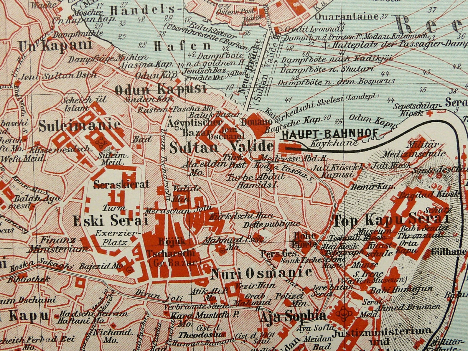 1897 Antique City Map of ISTANBUL, TURKEY. CONSTANTINOPLE. Ottoman ...