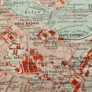 1897 Antique City Map of ISTANBUL, TURKEY. CONSTANTINOPLE. Ottoman ...