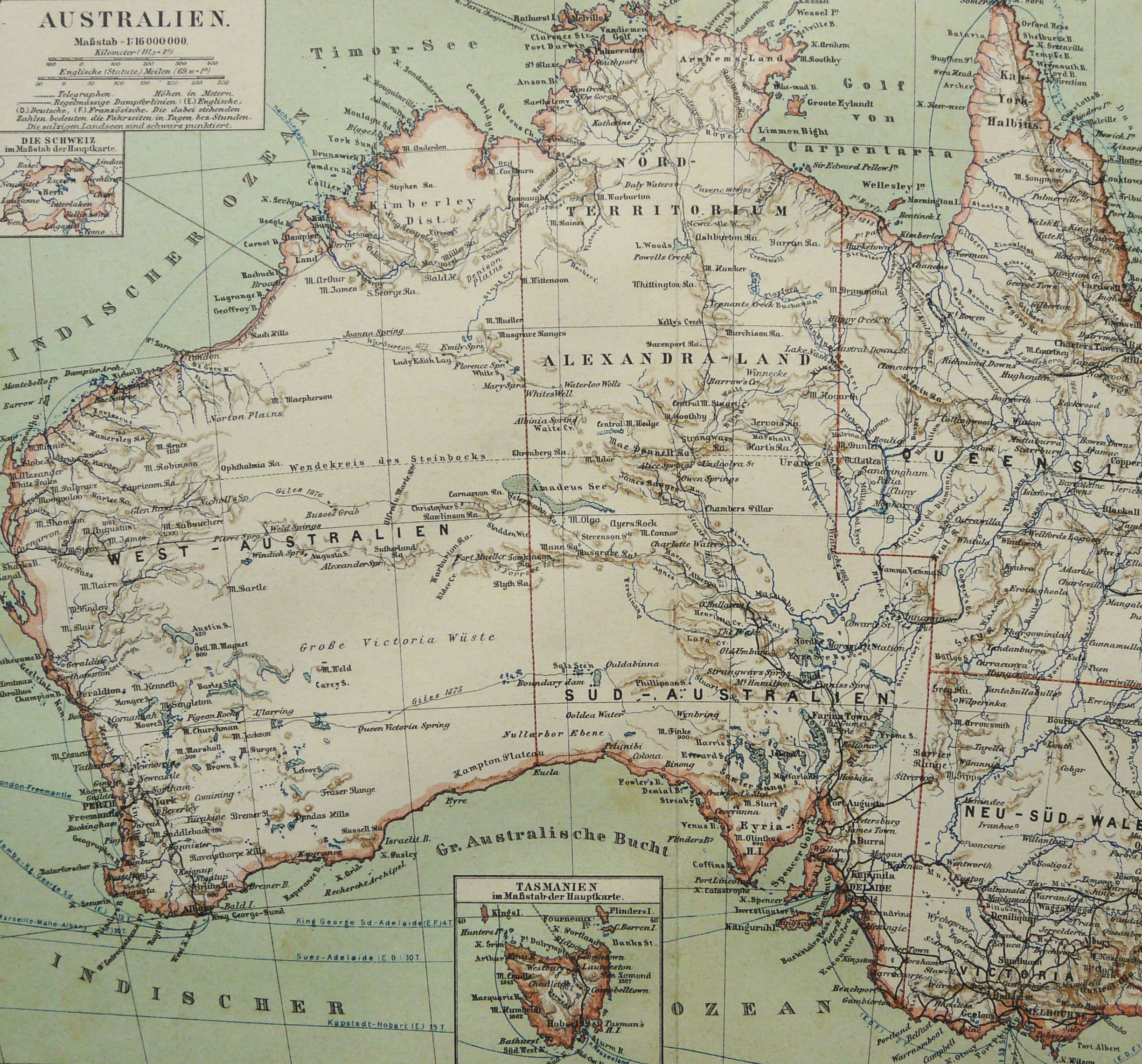 1890 Antique Map of AUSTRALIA. 133 Years Old Chart. - Etsy