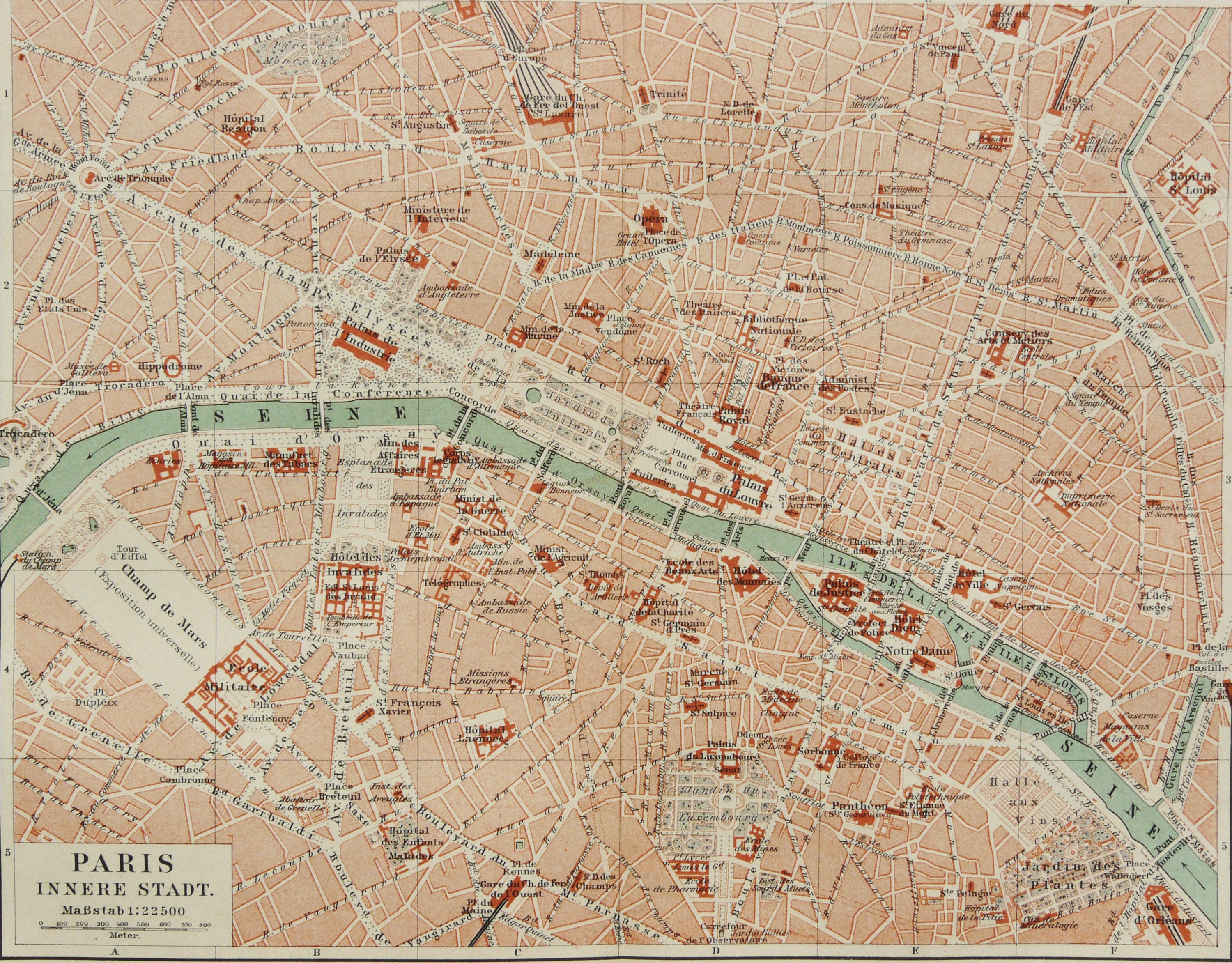 1890 Antique City Map of PARIS FRANCE. 133 Years Old Town - Etsy