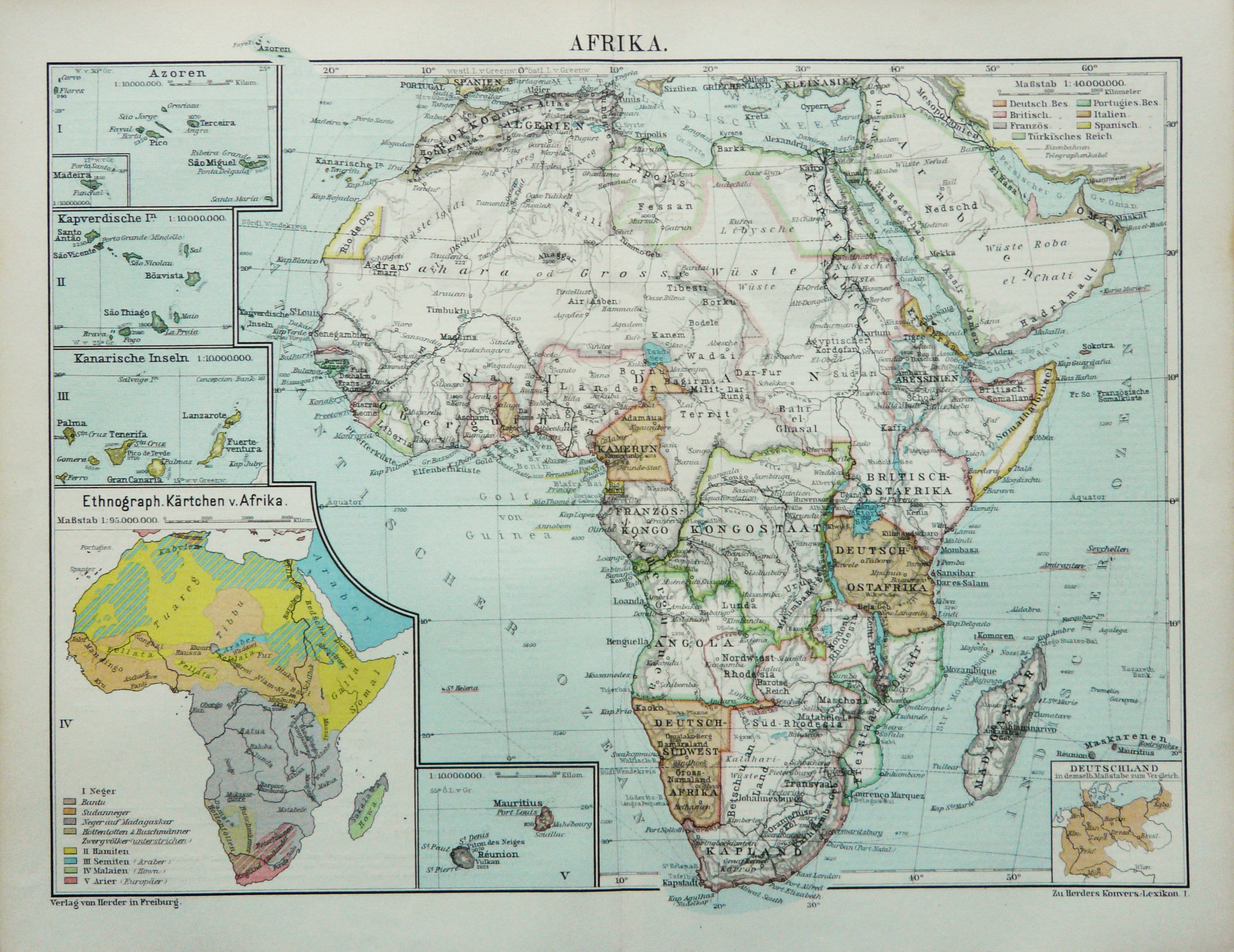1900 Antique Map of AFRICA in the Colonial Era. Geography. 124 Years ...