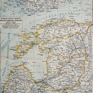 1897 Antique Map of THE BALTIC STATES: Estonia, Latvia, Lithuania ...
