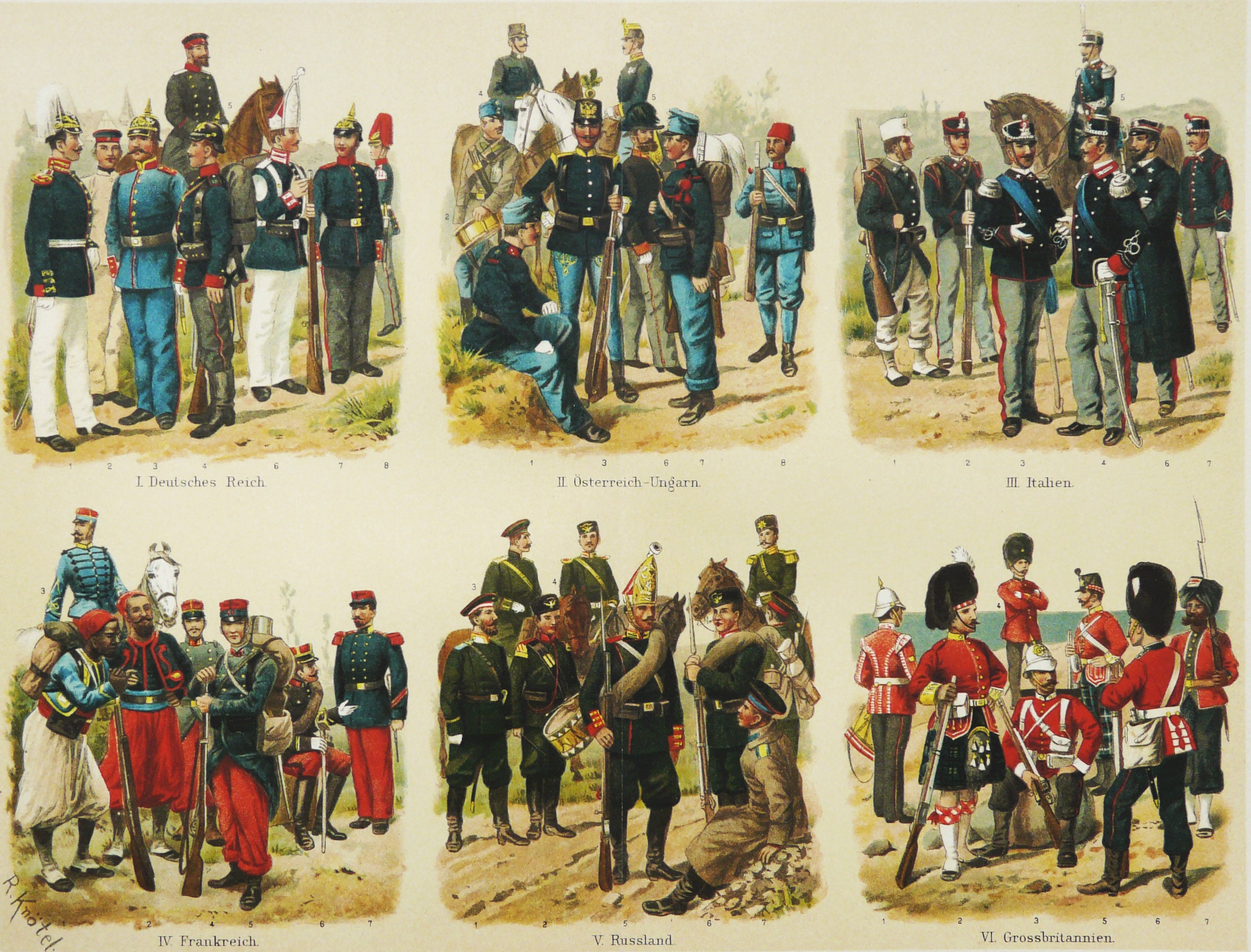 1897 Antique Lithograph of 19th CENTURY SOLDIERS UNIFORMS. - Etsy