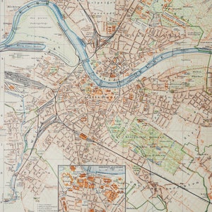 1895 Antique City Map of DRESDEN, SAXONY, GERMANY. 129 Years Old Town ...