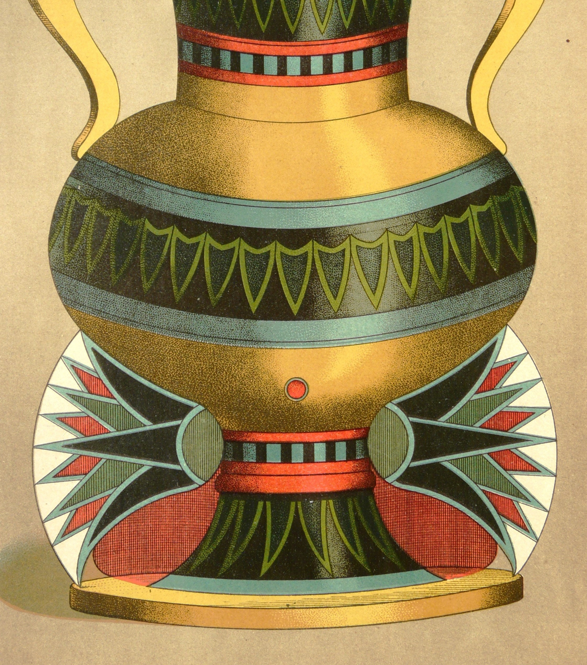 1890 Antique Lithograph of ANCIENT EGYPT ART. Egyptian Vase. Decorative ...