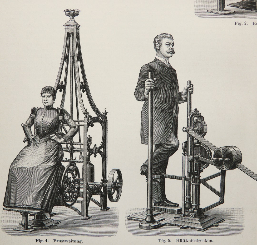 1897 Antique Print of ANCIENT GYM APPARATES. Steampunk. Gymnasts ...