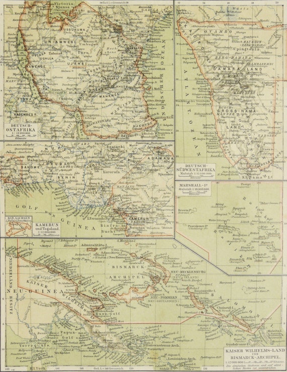 1890 Antique Map of GERMAN COLONIES in AFRICA. German Empire. - Etsy
