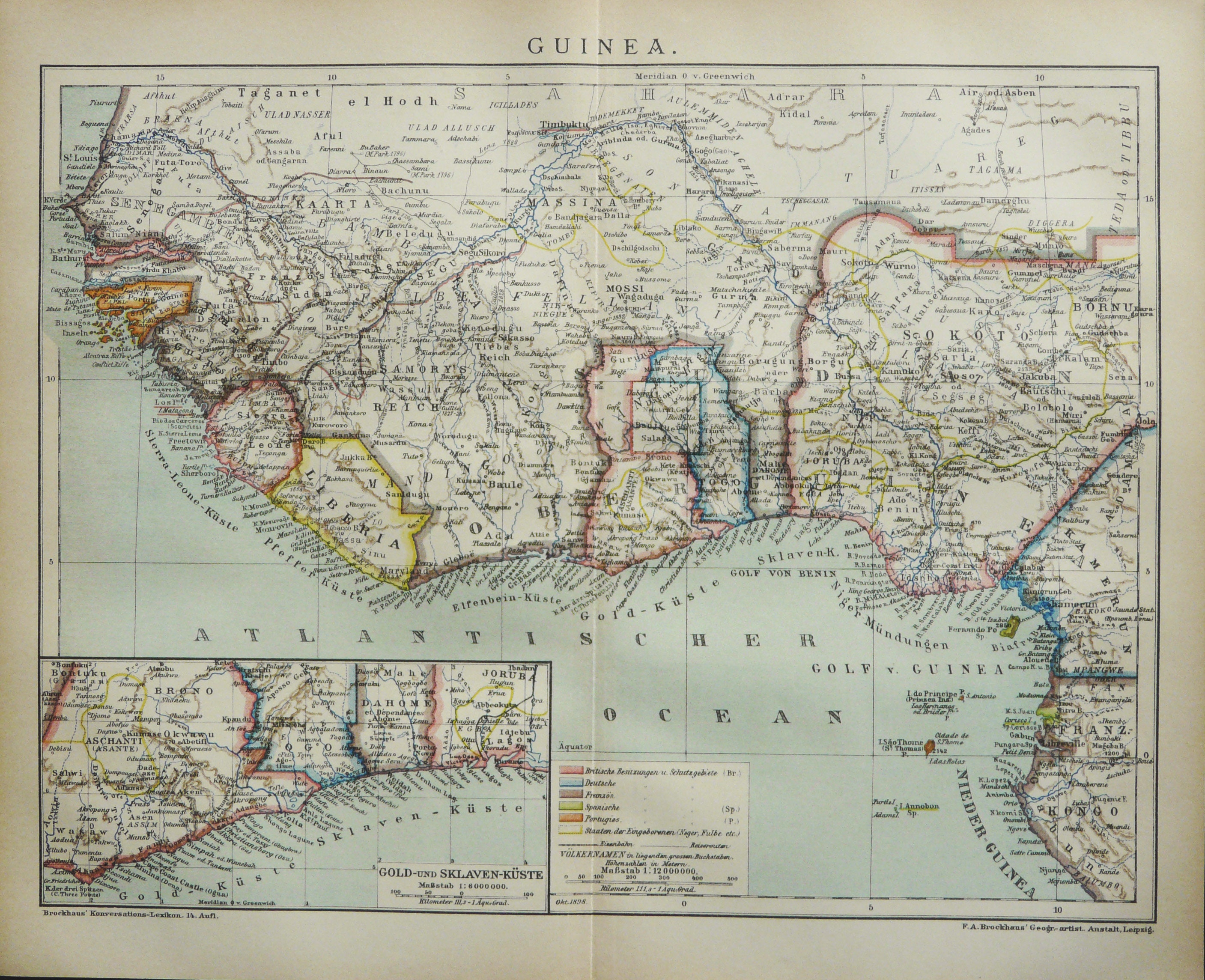 1895 Antique Map of AFRICA GULF of GUINEA in the Colonial - Etsy