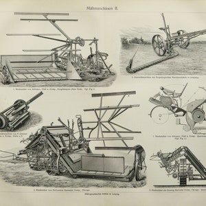 1897 Antique Print of ANTIQUE AGRICULTURAL MACHINERY. Farming ...