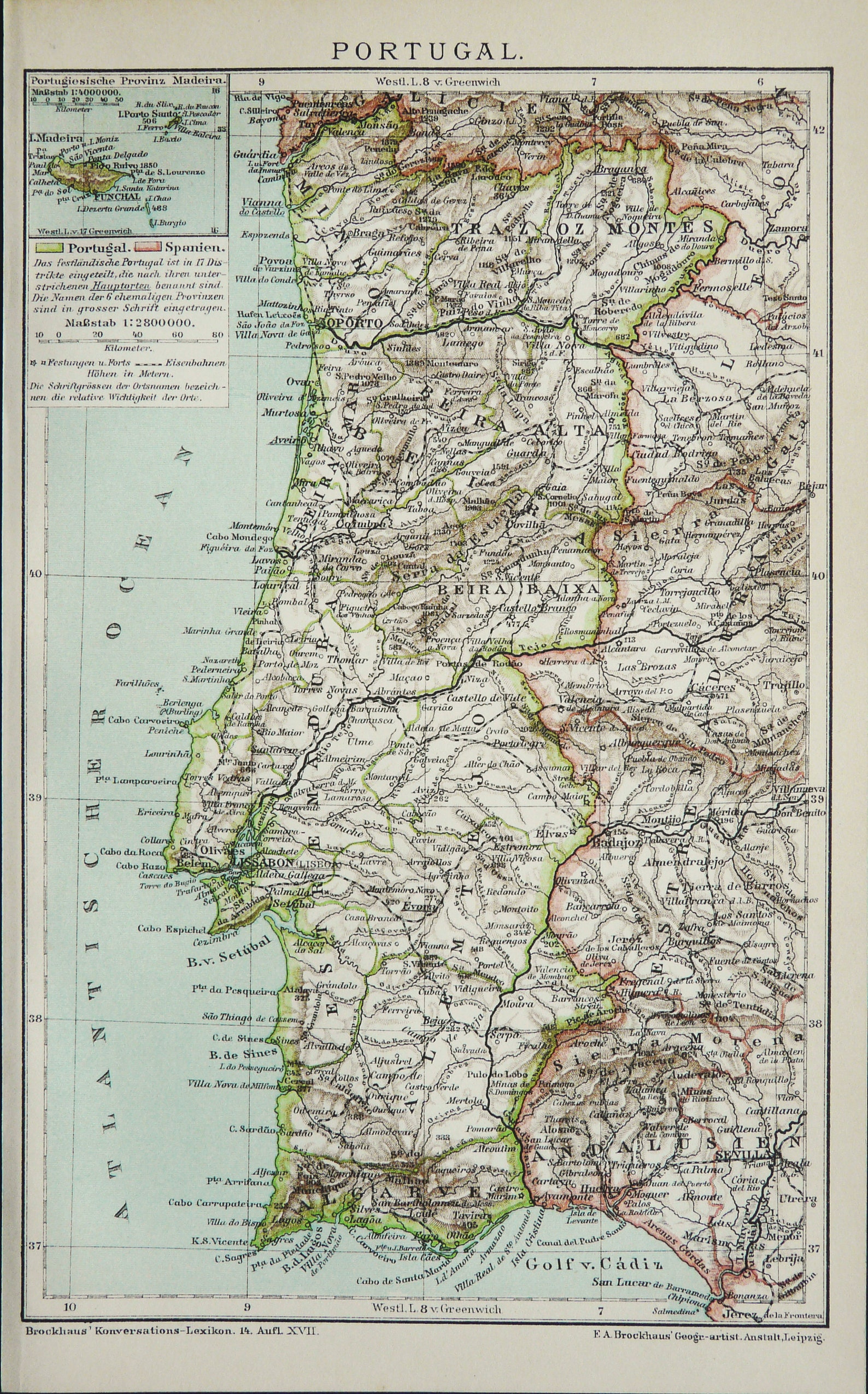 Mapa antigo de PORTUGAL de 1895. Lisboa. Porto. Coimbra. Braga. Mapa de ...