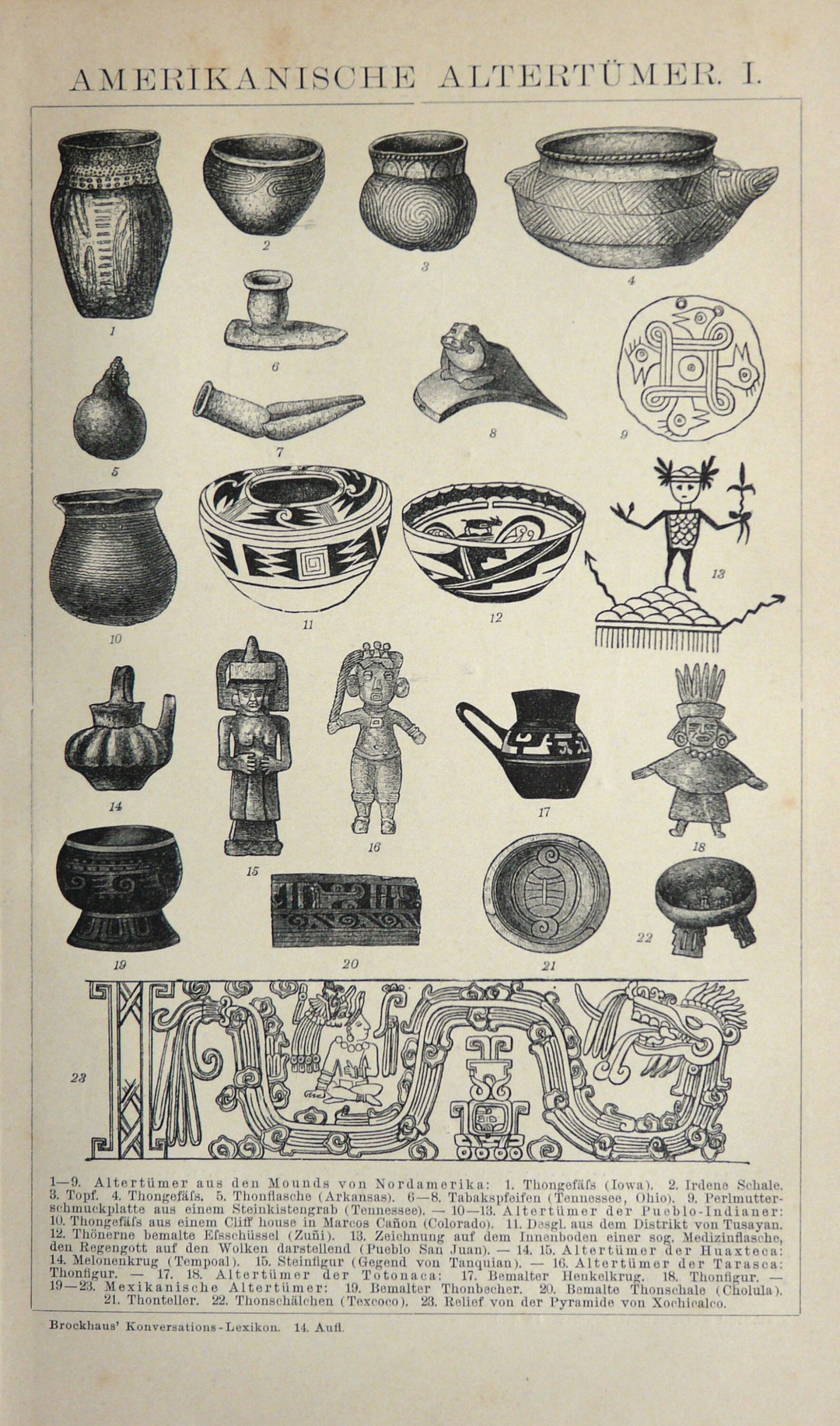 1895 Antique Print of PRE-COLUMBIAN AMERICAN Culture. American Indian ...