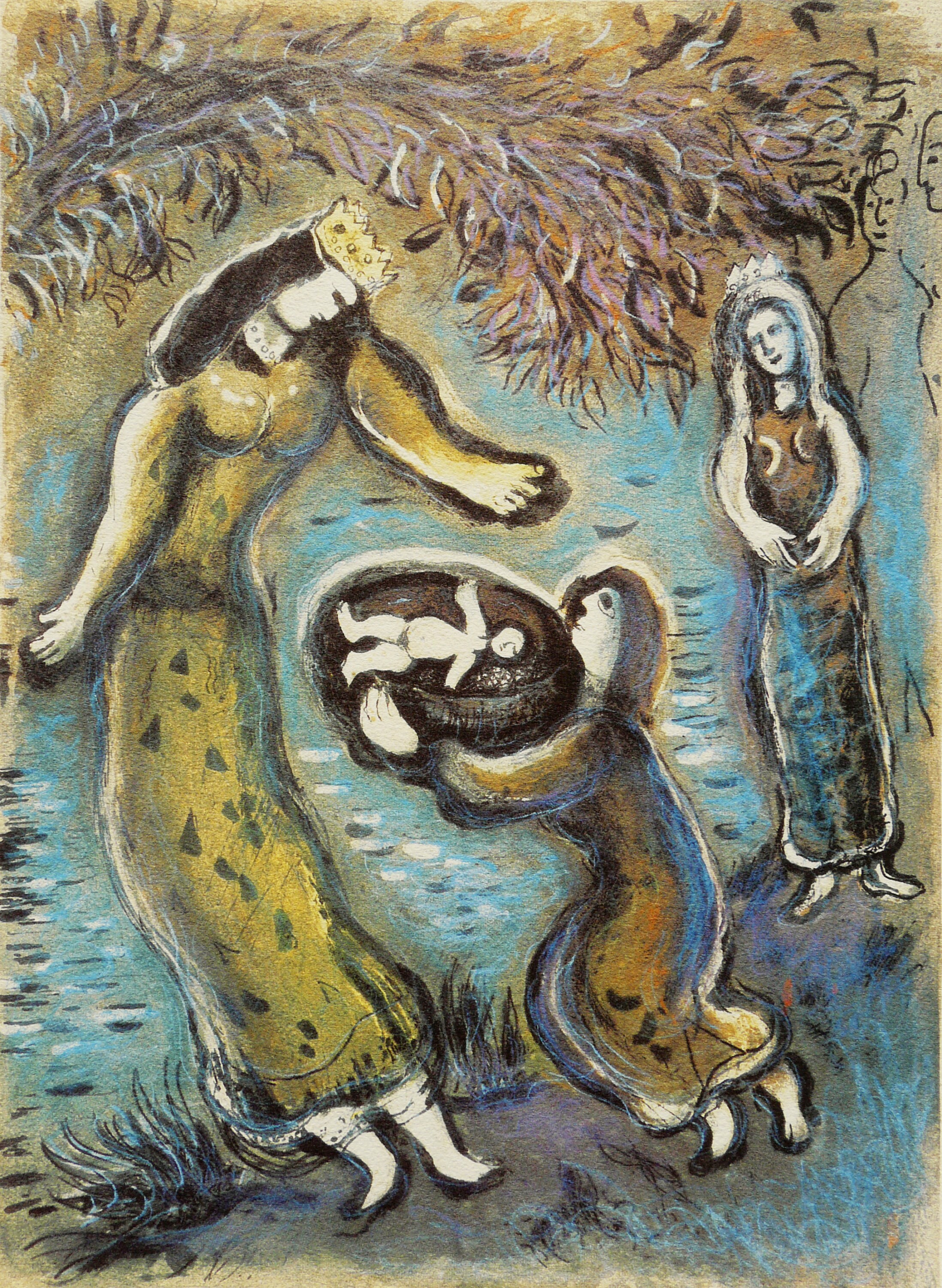 MARC CHAGALL LITHOGRAPH after: pharaoh's Daughter and Moses, From ...
