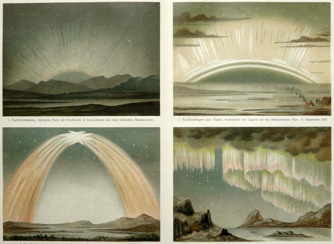 1897 Antique Lithograph of AURORA BOREALIS. Northern Lights - Etsy