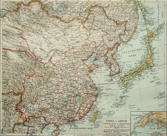1897 Antique Map of CHINA JAPAN and KOREA. Asia. Geography. | Etsy