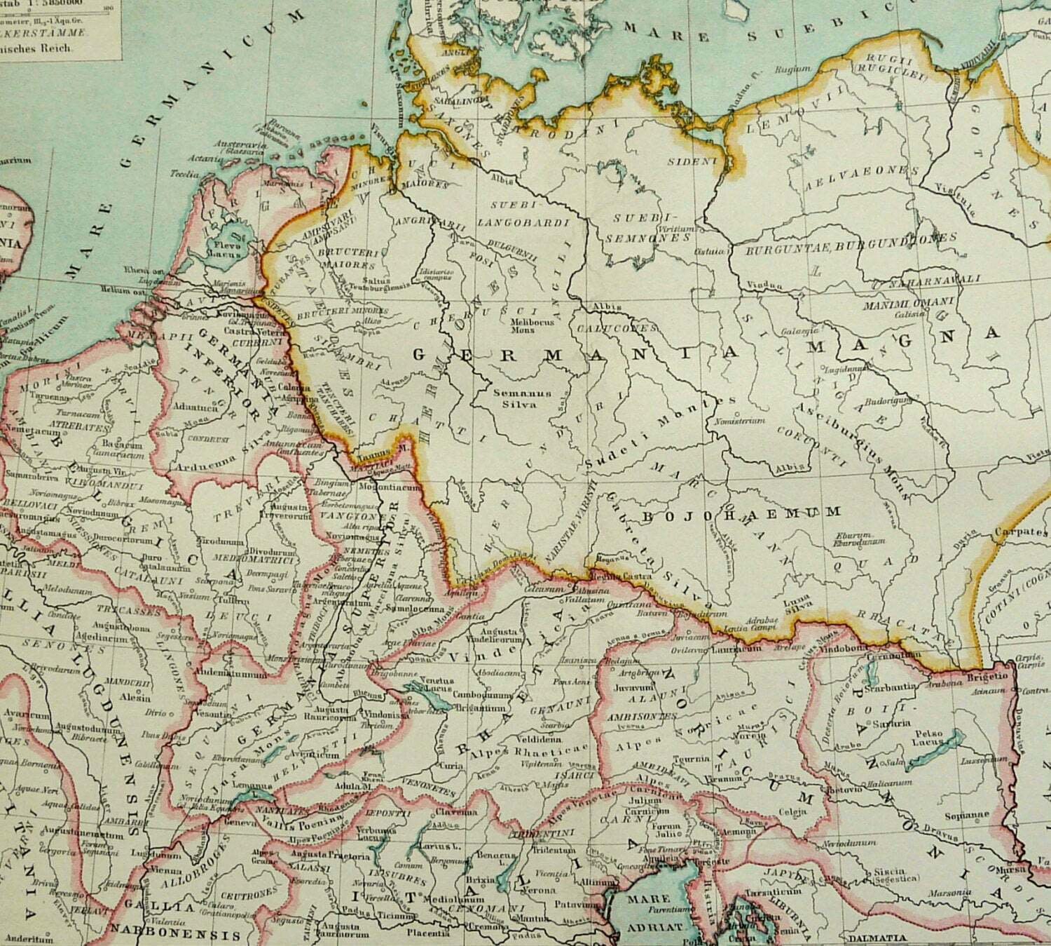 1895 Antique Map of GERMANIA GALLIA. Roman Empire. Ancient - Etsy