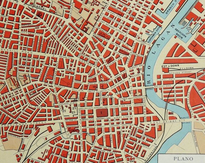 1900 Antique City Map of BELFAST, NORTHERN IRELAND. 122 Years Old Chart ...