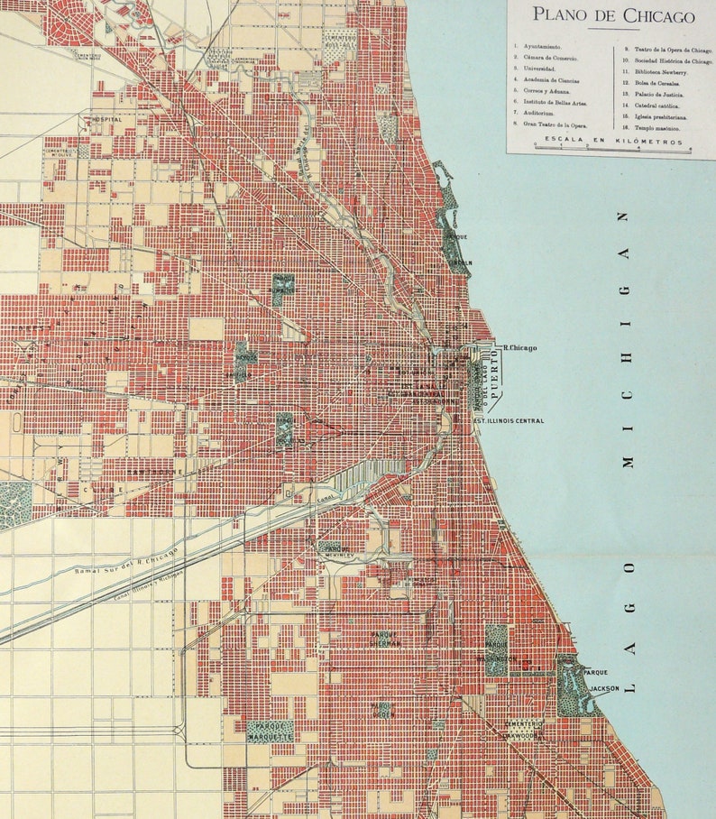 1900 Antique Large City Map of CHICAGO. 126 Years Old Chart - Etsy