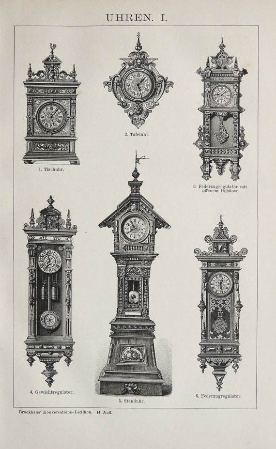 Vintage Grandfather Clock Drawing