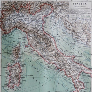 1897 Antique Map of ITALY, With Shipping Routes. Vintage Geography ...