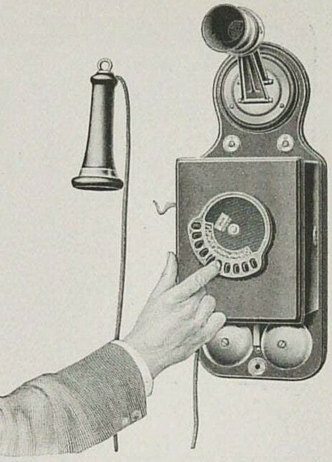 1900 Antique Print of ANCIENT TELEPHONES. PHONES. Telecomunications ...