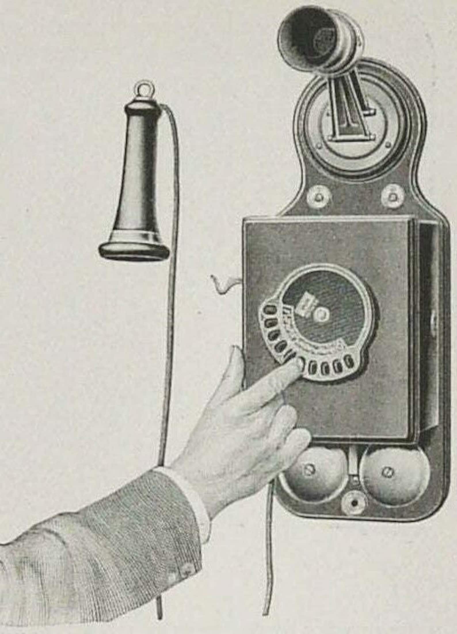 1900 Antique Print of ANCIENT TELEPHONES. PHONES. Telecomunications ...
