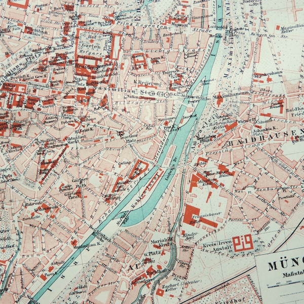 Antique Map of Munich - Etsy