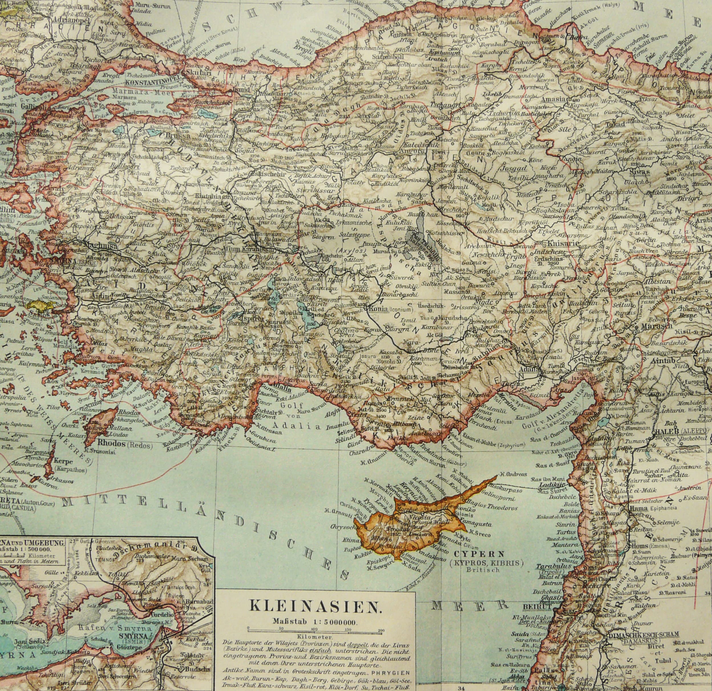 1897 Antique Map of TURKEY. OTTOMAN EMPIRE. Turkish Empire. - Etsy Canada