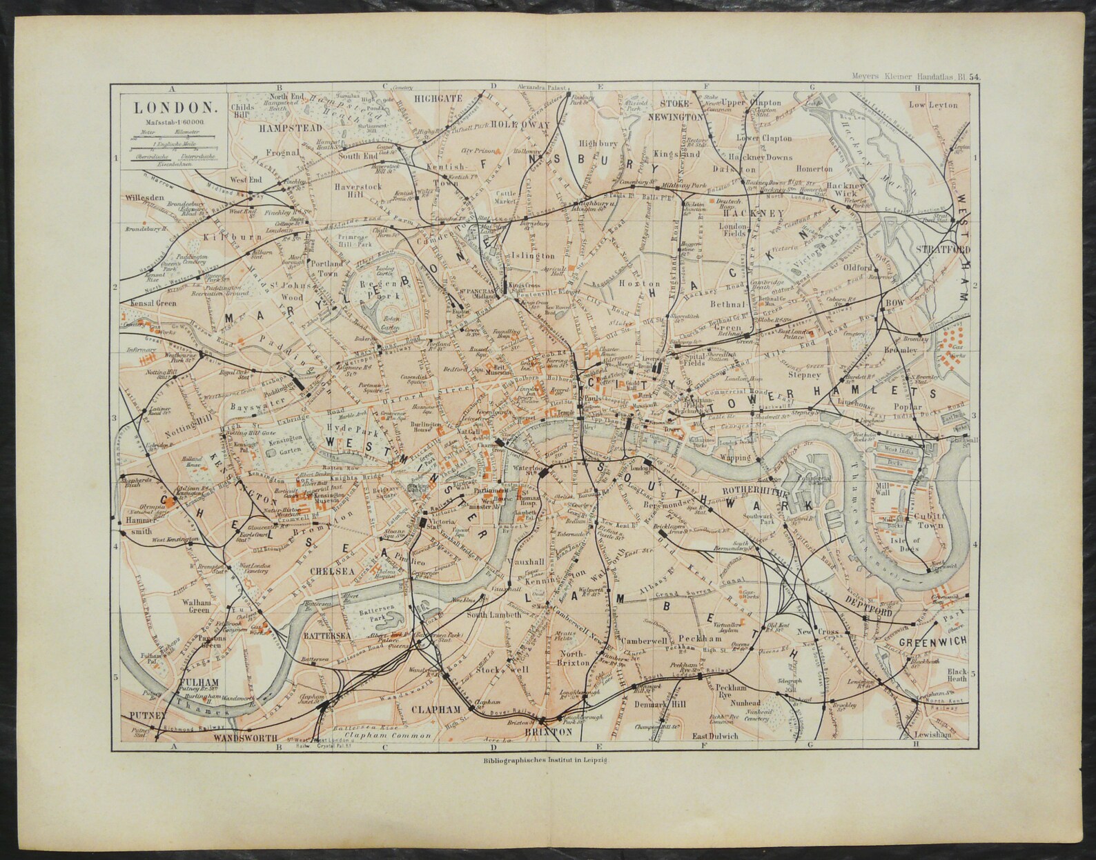 1890 Antique City Map of LONDON ENGLAND. 132 Years Old Town - Etsy
