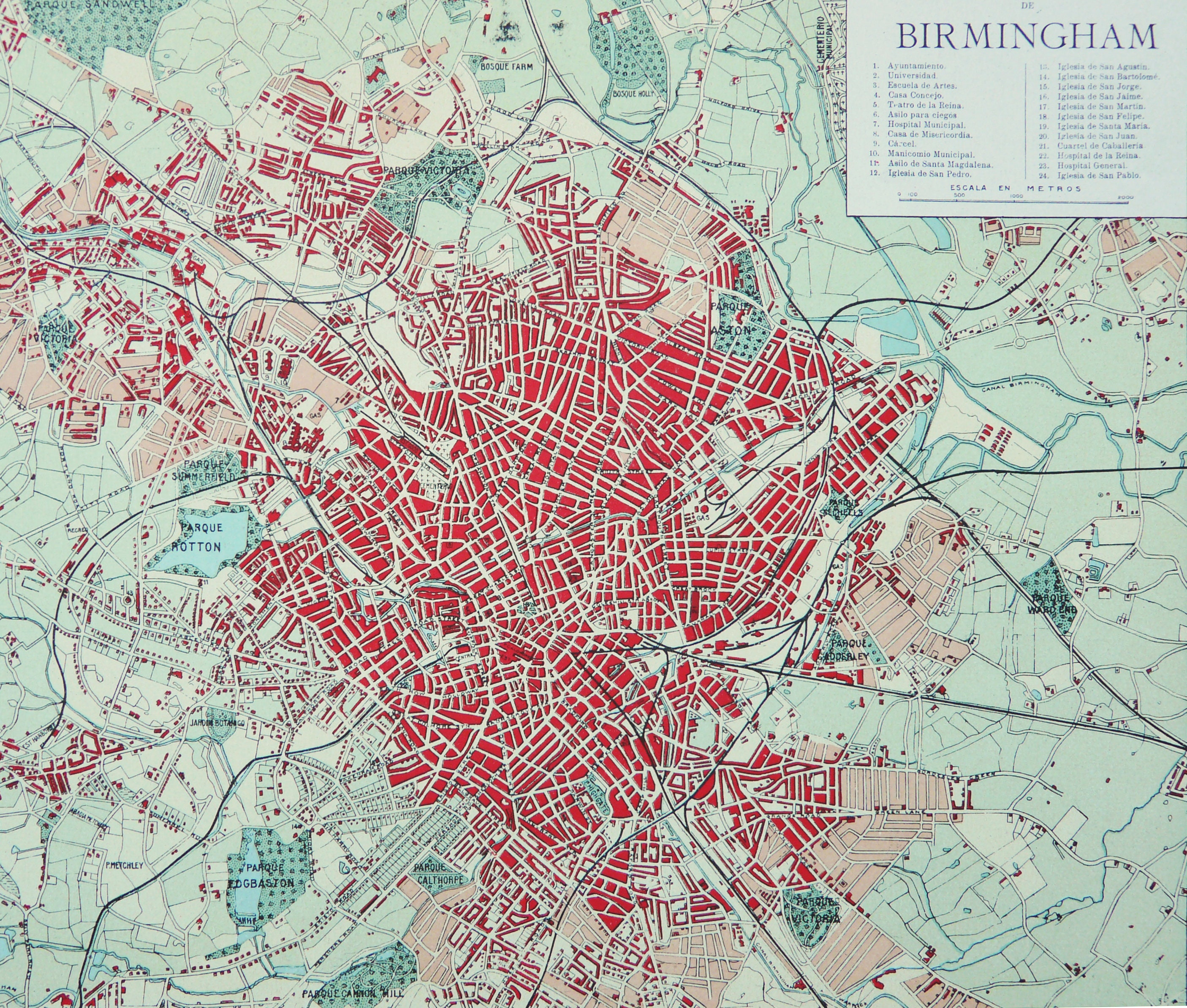 1900 Antique City Map of BIRMINGHAM, ENGLAND. 126 Years Old Chart - Etsy