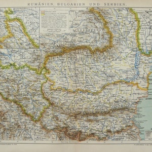 1895 Antique Map of BALKANS. BALKAN PENINSULA. Romania. Bulgaria ...