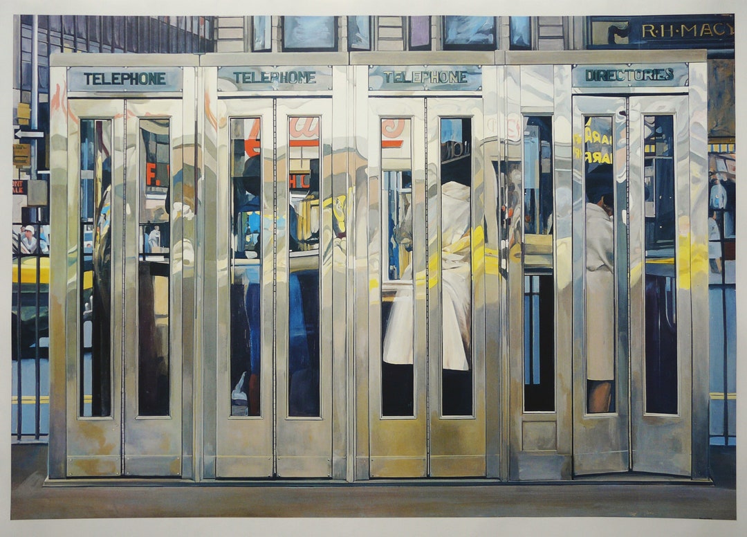 RICHARD ESTES: telephone Booths. Original Art Poster for Museo Thyseen ...