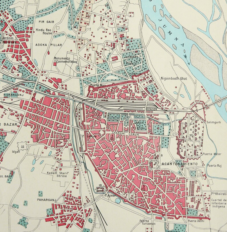 1900 Antique City Map of DELHI INDIA. 123 Years Old Chart - Etsy