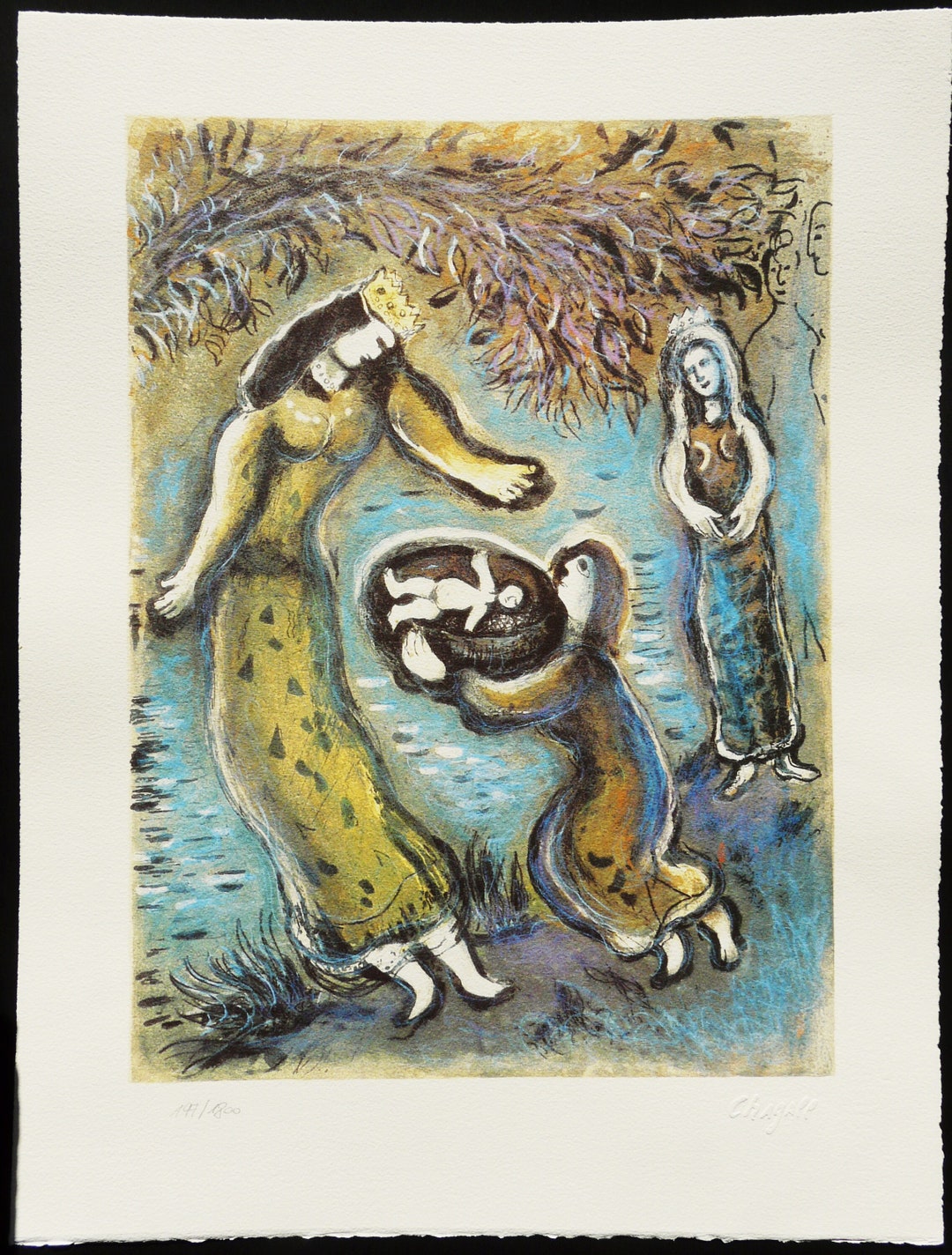 Marc Chagall Lithograph After Pharaohs Daughter And Moses From