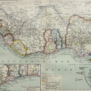 1895 Antique Map of AFRICA, GULF of GUINEA in the Colonial Era. Nigeria ...
